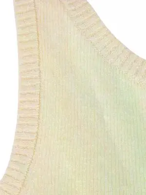 Co Name Ribbed Knit Silk-blend Top