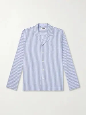 TEKLA Camp-collar Striped Organic Cotton Pyjama Shirt