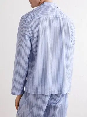TEKLA Camp-collar Striped Organic Cotton Pyjama Shirt