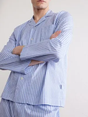 TEKLA Camp-collar Striped Organic Cotton Pyjama Shirt