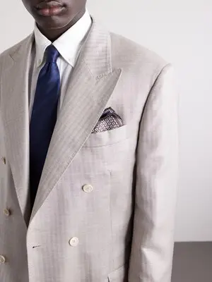 Brunello Cucinelli Printed Silk Pocket Square - Brown