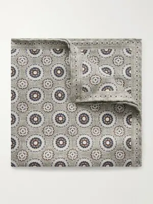 Brunello Cucinelli Printed Silk Pocket Square - Multi