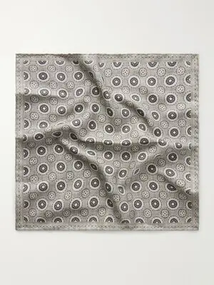 Brunello Cucinelli Printed Silk Pocket Square - Multi