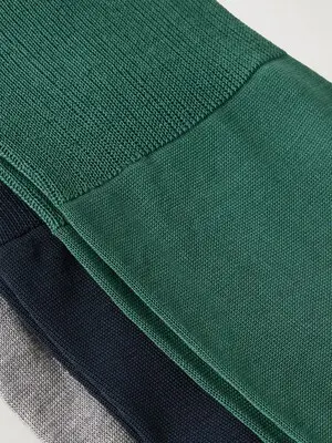 Falke No. 9 Finest Three-pack Ribbed Cotton-blend Socks