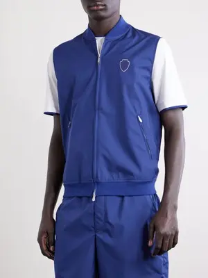 Brunello Cucinelli Logo-appliquéd Tech-shell Gilet - Blue