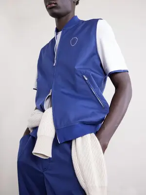 Brunello Cucinelli Logo-appliquéd Tech-shell Gilet - Blue