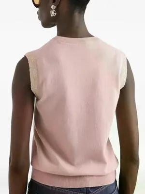 Dolce & Gabbana Sleeveless Lace Trim Vest - Pink