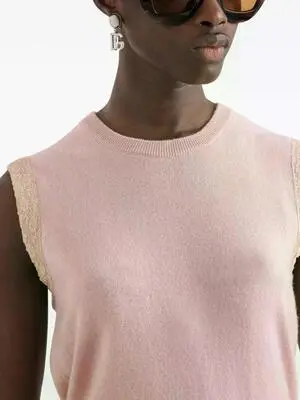 Dolce & Gabbana Sleeveless Lace Trim Vest - Pink