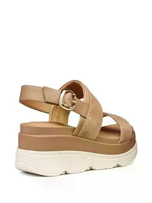 Geox Beige Suede Platform Sandals