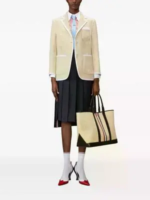 Thom Browne Raffia-effect Stripe Detail Blazer - Neutrals