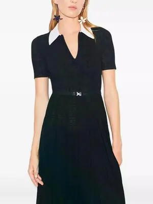 Tory Burch Monogram Pointelle Pleated Dress