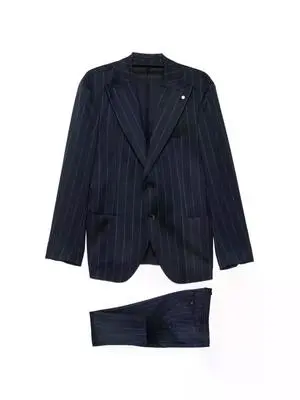 LUIGI BIANCHI MANTOVA Pinstripe-pattern Peak-lapel Suit - Blue