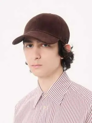 Valentino Garavani Suede Baseball Cap With Vlogo Signature - Brown
