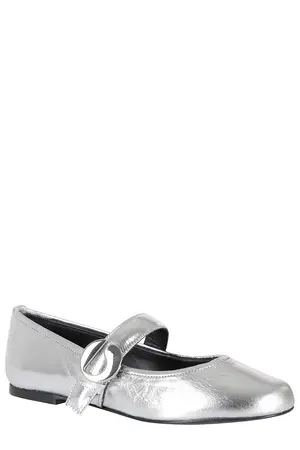 Coperni Silver Ruched Leather Ballet Flats - Gray