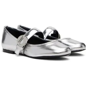 Coperni Silver Ruched Leather Ballet Flats - Gray