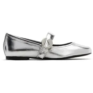 Coperni Silver Ruched Leather Ballet Flats - Gray