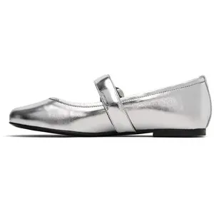 Coperni Silver Ruched Leather Ballet Flats - Gray