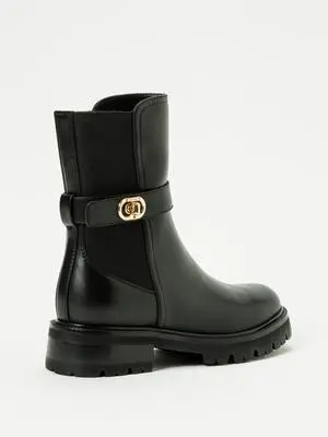 TWINSET Buckled Leather Ankle Boots