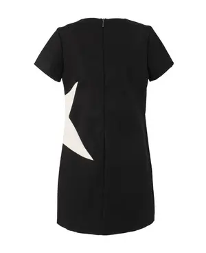 MSGM Short Sleeve Round Neck Dress With Star Applique