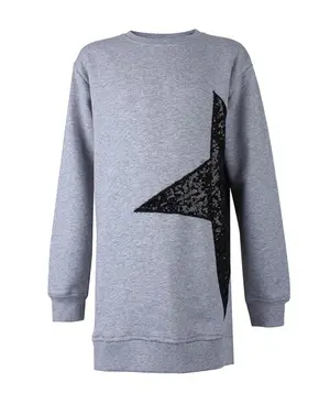 MSGM Round Neck Long Sleeve Sequin Embellished Sweater Dress