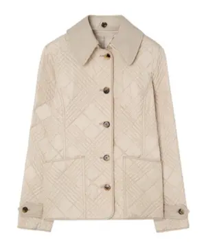 Burberry Micro Check-stitch Quilted Nylon Jacket With Detachable Leather Collar