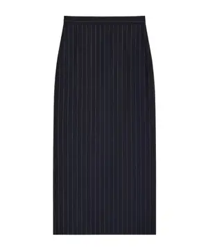 Givenchy Midi Striped Wool Skirt - Black