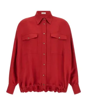 Brunello Cucinelli Collared Long Sleeve Shirt - Red