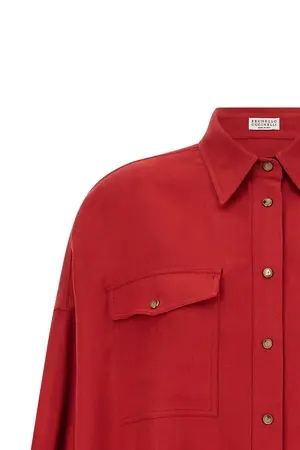 Brunello Cucinelli Collared Long Sleeve Shirt - Red