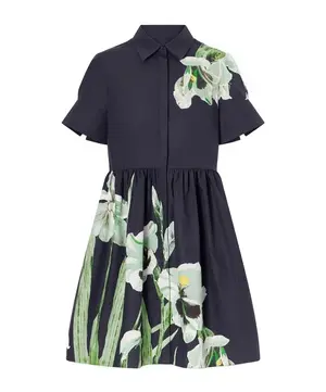 Erdem Floral Print Cotton-blend Poplin Mini Dress - Black