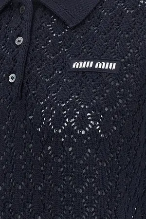 Miu Miu Cotton Polo Shirt - Navy Blue