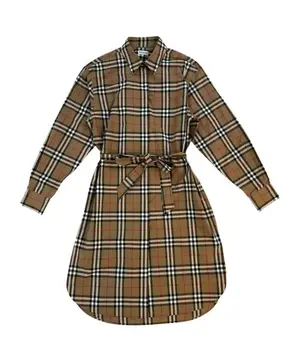 Burberry Long Sleeve Shirt Dress With Belt
