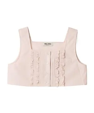 Miu Miu Poplin Crop Top - Alabaster Powder
