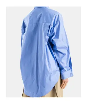 Balenciaga Logo Embroidered Curved Hem Shirt
