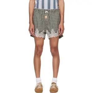 Martine Rose Lace Detailed Checked Shorts