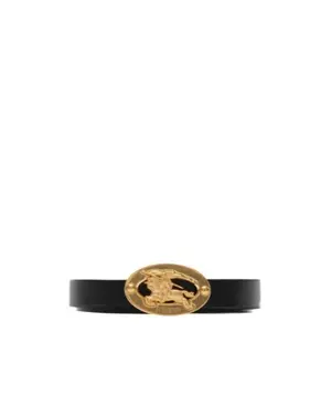 Burberry Reversible Leather Oval Belt With Knight Motif - Black/hazel