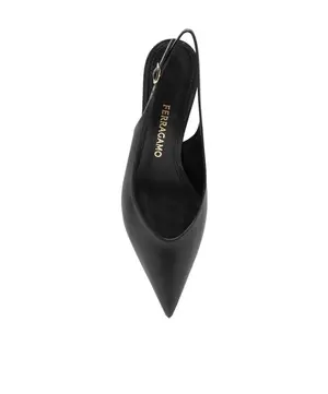 FERRAGAMO S-shaped Heel Slingback Pumps - Black