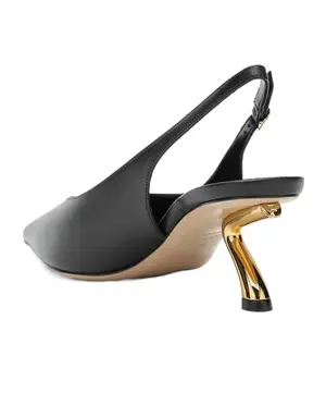 FERRAGAMO S-shaped Heel Slingback Pumps - Black