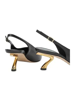 FERRAGAMO S-shaped Heel Slingback Pumps - Black