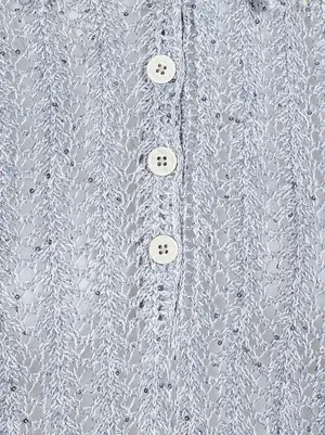 Eleventy Open Knit Polo Top