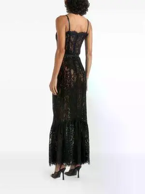 Manière De Voir Belted Lace Maxi Dress