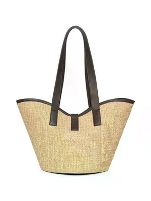 Manière De Voir Manier De Voir Raffia Tote Bag With Leather Trim