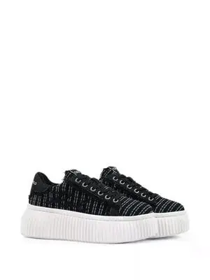 Karl Lagerfeld Bouclé-knit Frayed Sneakers