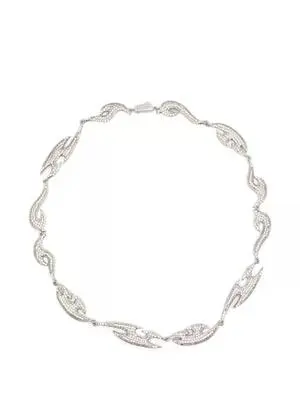 DARKAI Crystal Embellished Flame Necklace - Silver