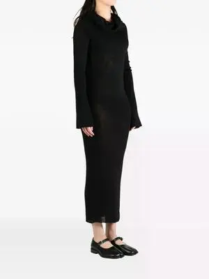 ANN DEMEULEMEESTER Cowl Neck Long Sleeve Maxi Dress - Black