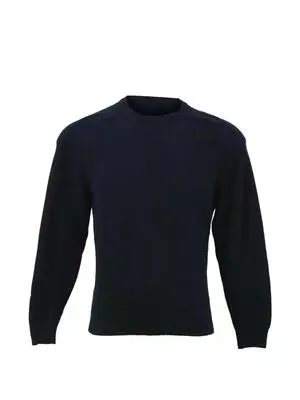 Saint Laurent Navy Wool Crew Neck Sweater - Blue