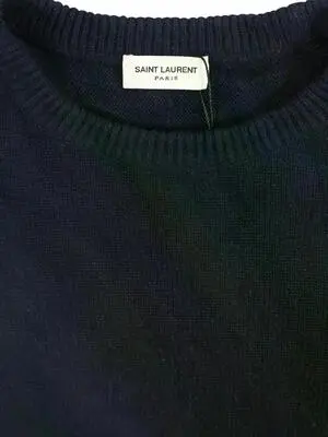 Saint Laurent Navy Wool Crew Neck Sweater