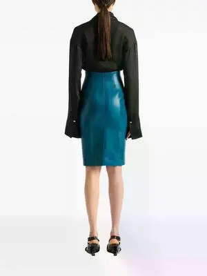 Balmain Zipped Lambskin Skirt