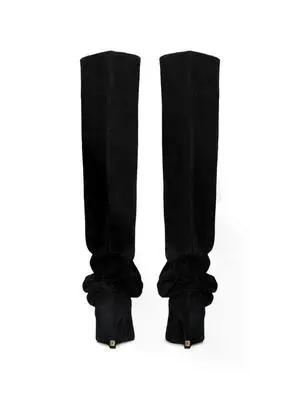Balmain Suede Leather Wedge Thigh-high Boots