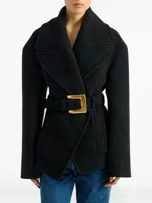 Balmain Belted Wool Pea Coat