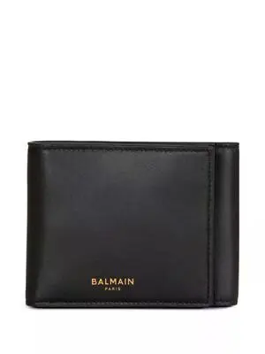 Balmain Smooth-leather Tri-fold Wallet - Black